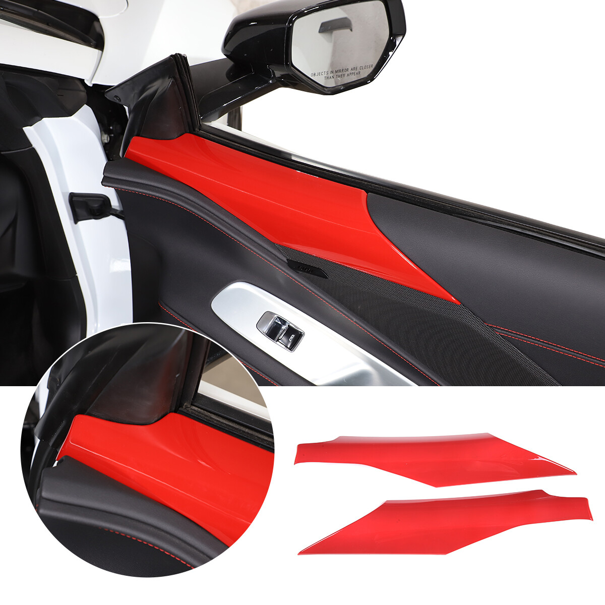 22PCS Red Interior Central Control Cover Trim Set Kit For Corvette C8 ...