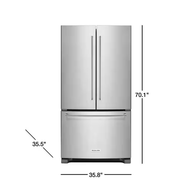KitchenAid 36 in Stainless 25 Cu Ft French Door Refrigerator ...