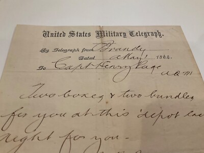 CIVIL WAR US MILITARY TELEGRAM BRANDY STATION VA TELEGRAM 1864 SEE BIO ...