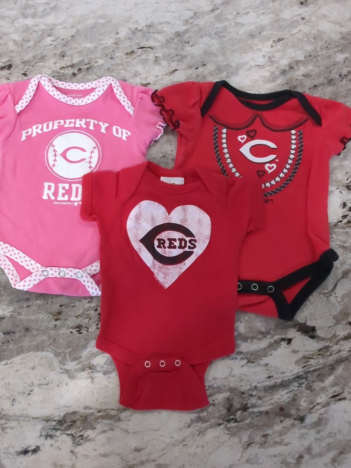 Cincinnati Reds Baby One Piece Baby Girl Set Of 3 3 sizes newborn to 3 ...