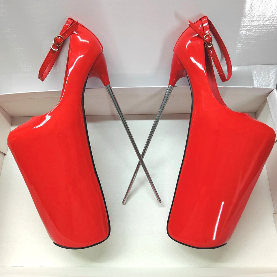 Womens 30cm Ultra High Heel Platform Stiletto Shoes Ankle Buckle Pumps ...