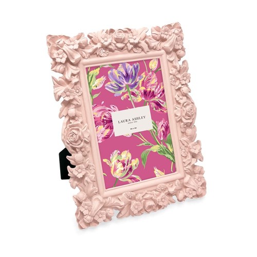 4x6 Pink Floral Textured Hand-Crafted Resin Picture Frame with Easel ...