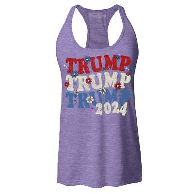 Trump Trump Trump 2024 Racerback Tank Top Groovy Flowers Shirt | eBay