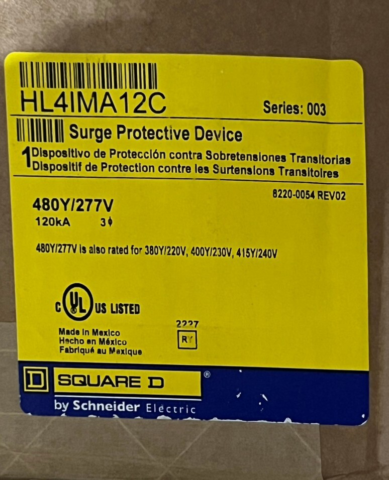 New Square D HL4IMA12C Surgelogic Surge Protective Device 3 Phase 480Y ...