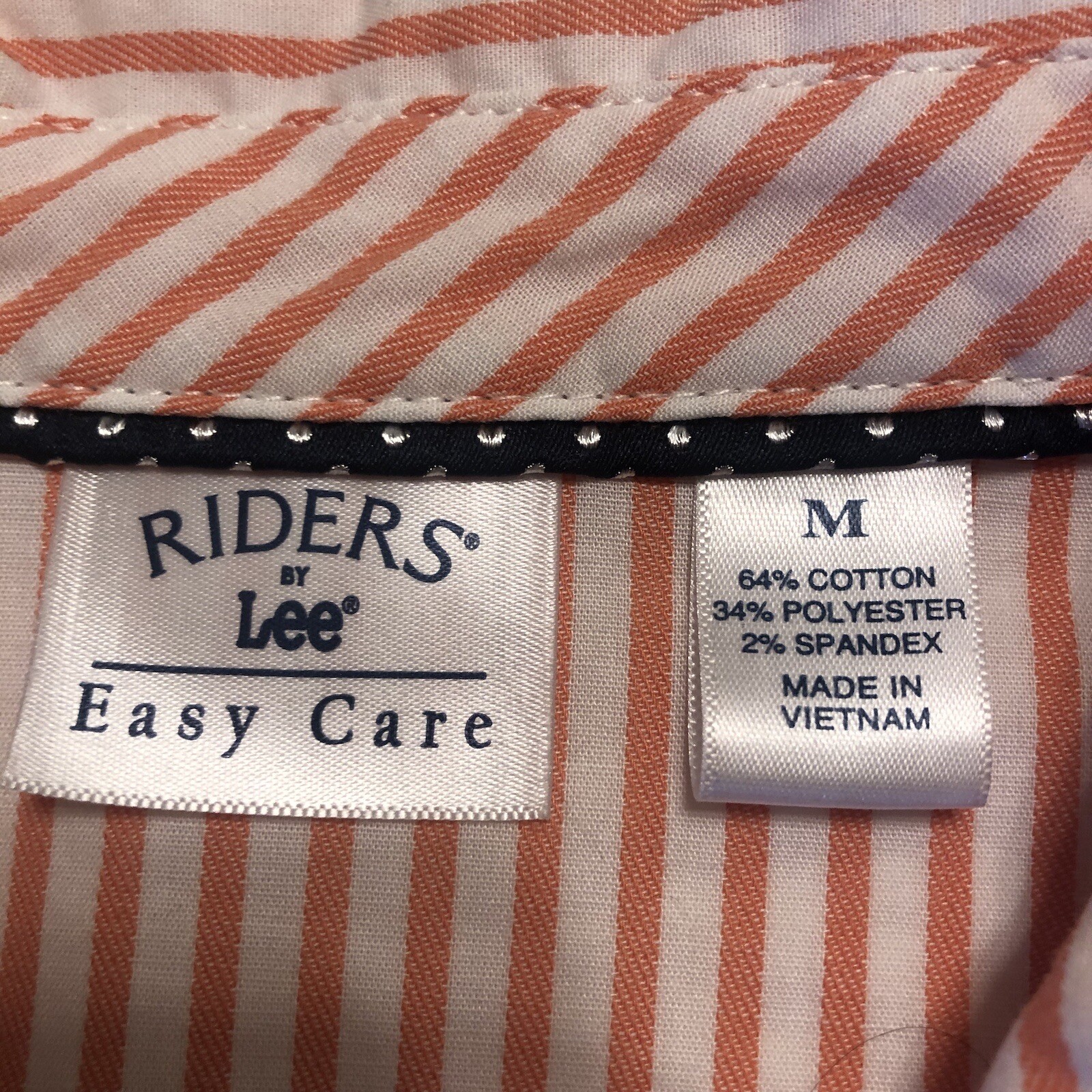 Lee Riders Shirt Women M Stripe Easy Care Hidden Button Placket 3/4 ...