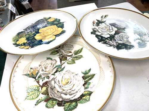 3 LOT Edward Marshall Boehm Rose 3 Plates Collection Ltd Ed - 10 INCH ...