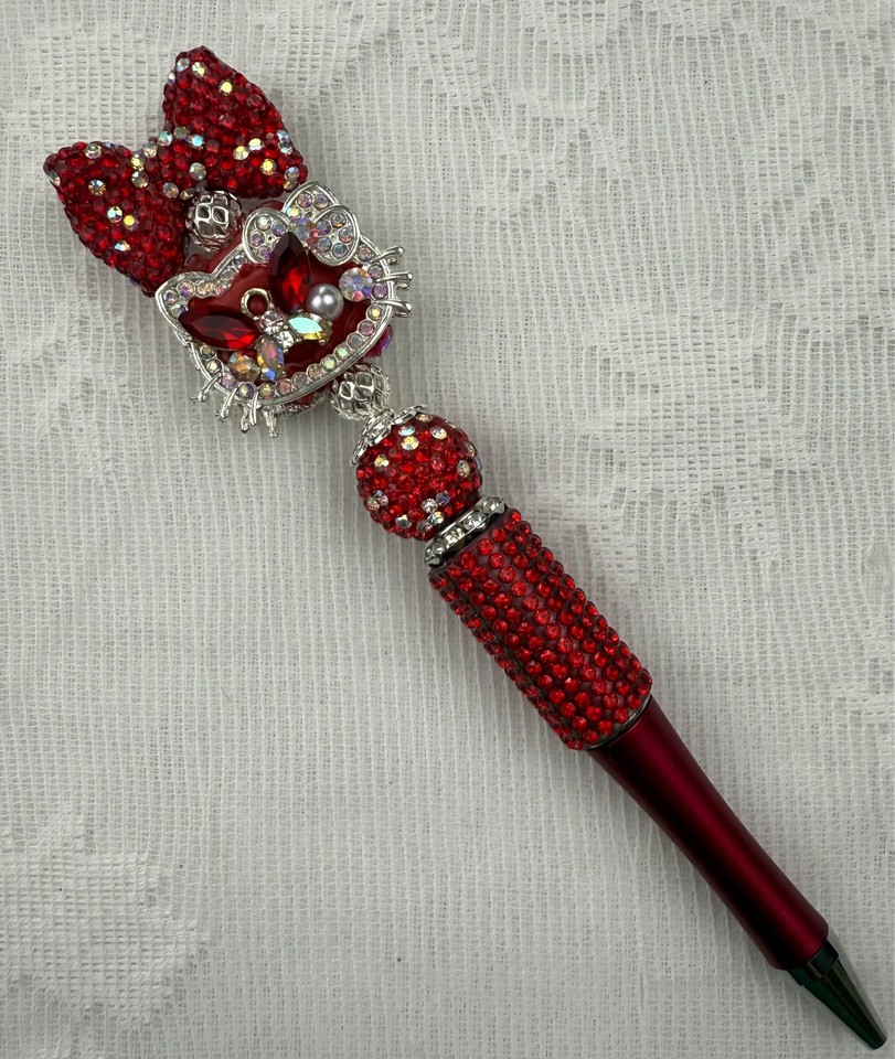 Custom hand made beaded pens! Bling pens! H Kitty! Gifts, basket filler ...