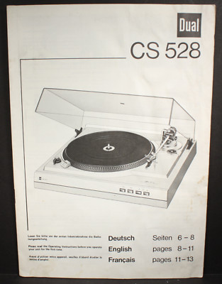Vintage Dual CS 528 Turntable Operation Service Manual In 3 Languages ...