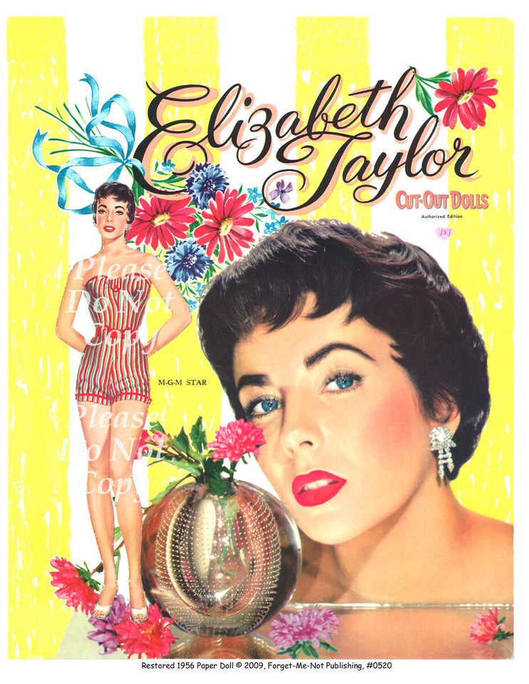SALE! UN-CUT Elizabeth Taylor Paper Dolls 1956 MovieStar RESTORED ...