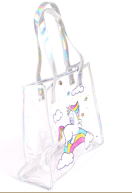 UNICORN Baby Tote Bag Clear Transparent Handbag -12.5W*11.5H*4.25D-New ...