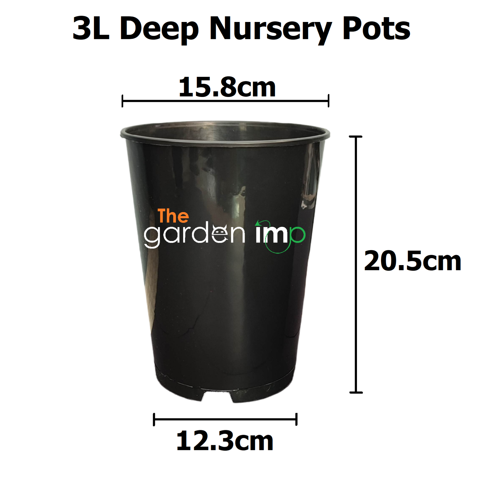 3L Deep Rose Plant Pots Tall Round Black Plastic Strong Litre Pot UK ...