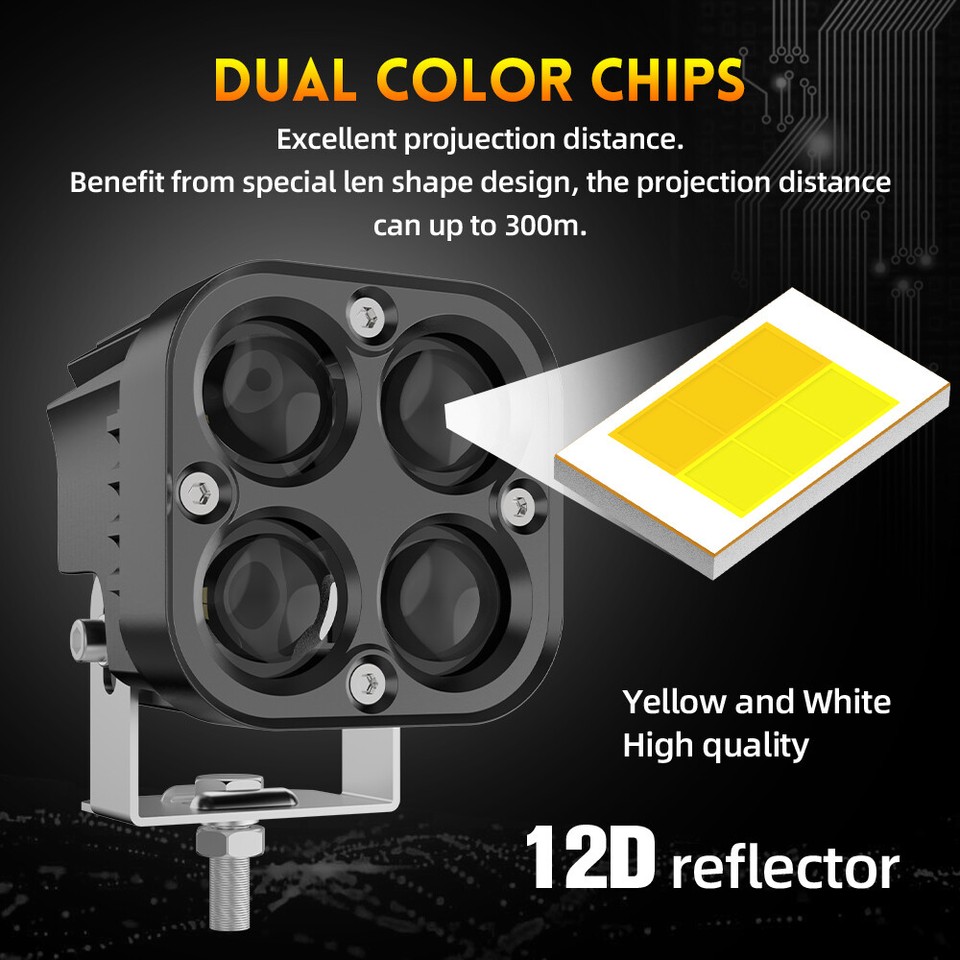 10x 3Inch 80W LED Cube Pods Amber Off Road Driving Light Spot Work ...