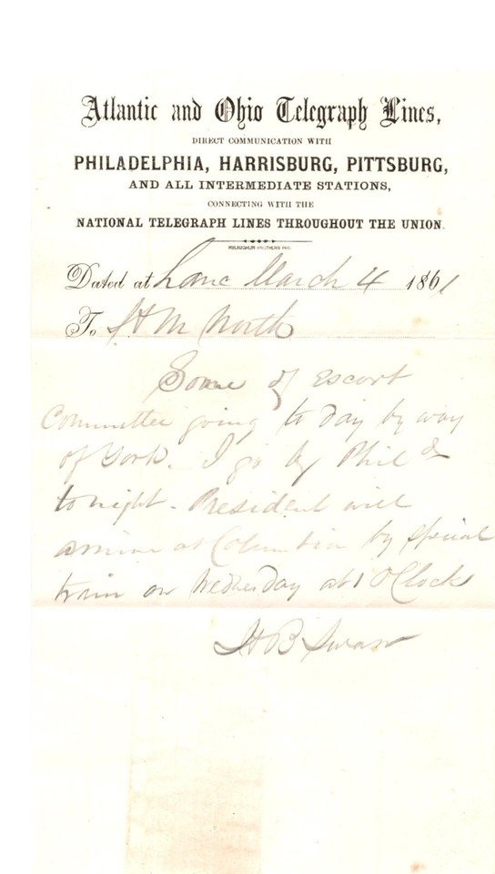 National Telegraph by the Atlantic & Ohio Telegraph Co. Telegraph ...