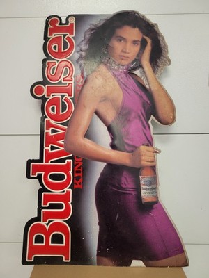 Vintage Budweiser Pretty Girl Beer Sign Bud Girl Beer Sign 37x21 Inches ...