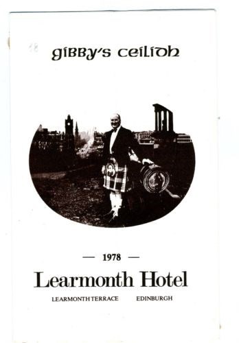 Gibby's Ceilidh Menu Learmonth Hotel Edinburgh Scotland 1978 | eBay