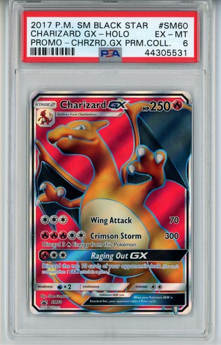 2017 POKEMON BLACK STAR PROMO CHARIZARD GX #SM60 HOLO FOIL PSA 6 EX ...