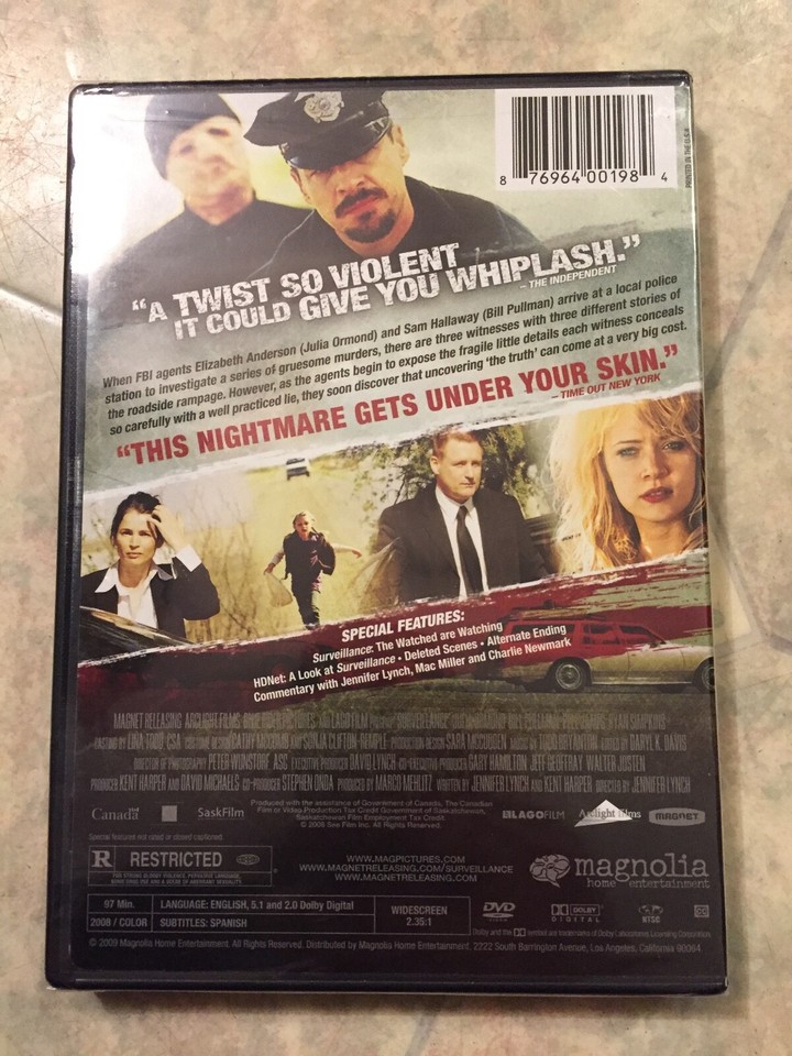 DVD Surveillance BRAND NEW Julia Ormond Bill Pullman Pell James Magnet ...