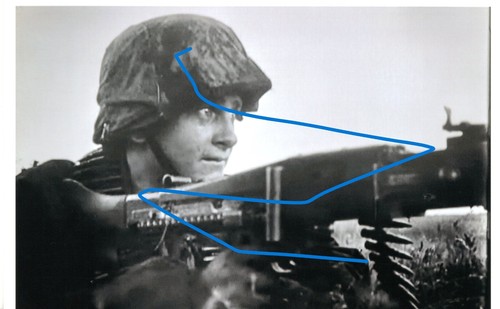 Repro Photo German Soldier in Camouflage Helmet with LMG on Eastern ...