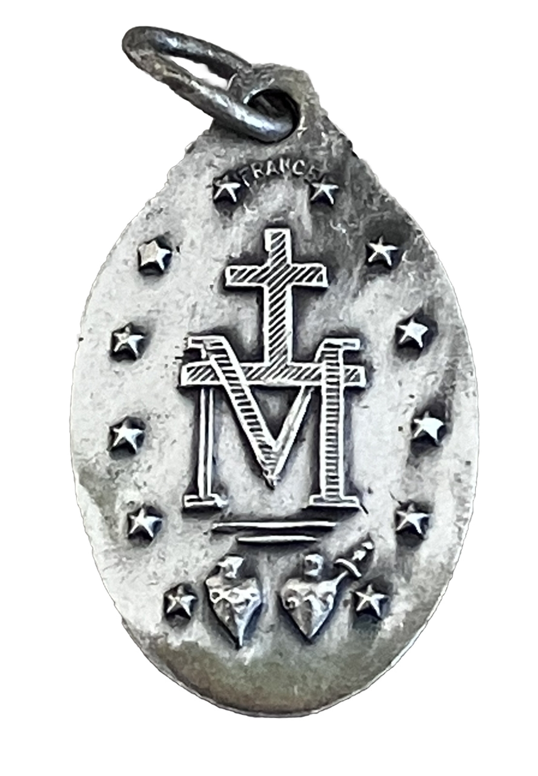 Vintage Catholic Miraculous Mary Marian Cross Silver Tone Religious ...