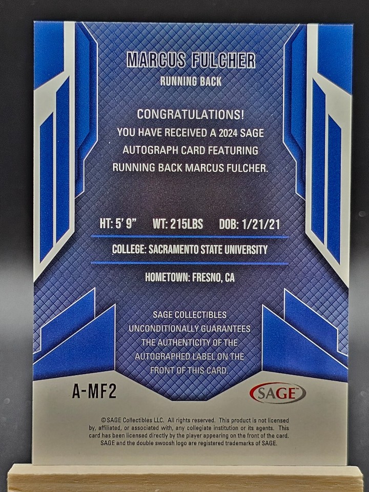 2024 Sage High Series Marcus Fulcher GOLD Auto 79/100 Sacramento State ...