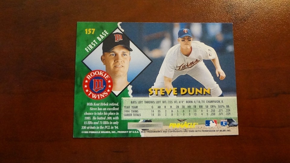 1995 PINNACLE #157 STEVE DUNN BASEBALL CARD | eBay