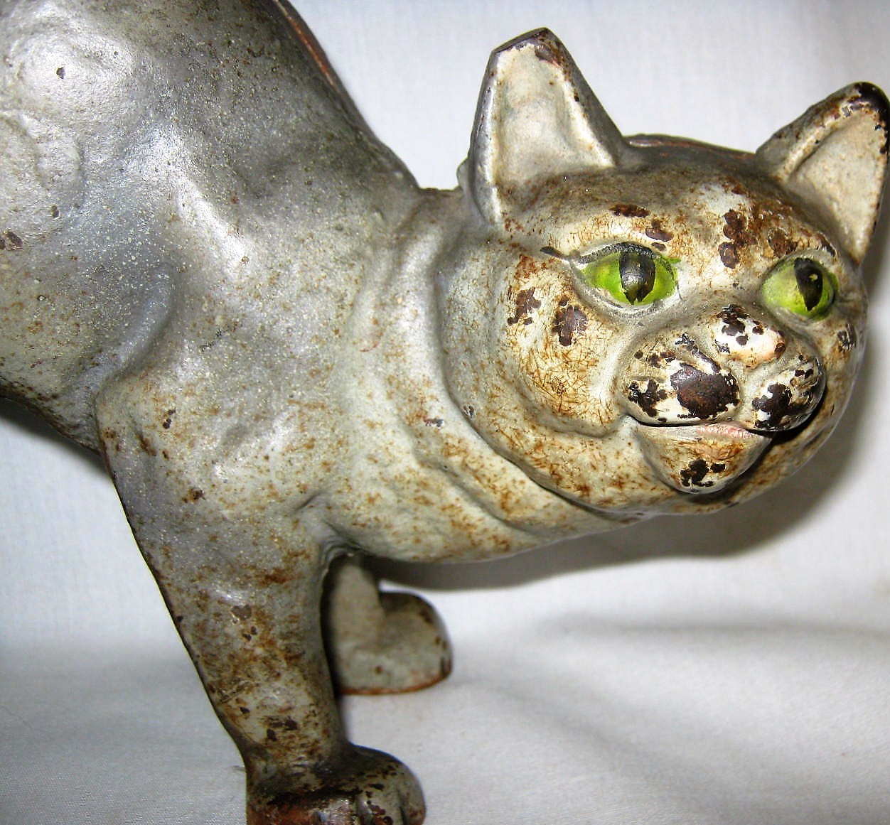 "BEST!!" ANTIQUE HUBLEY TOY CO. USA STRIPE TABBY CAST IRON CAT STATUE ...