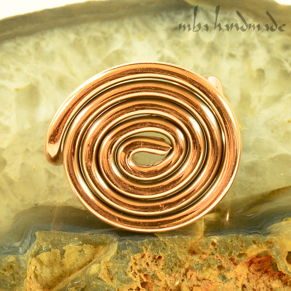 Handmade Artisan Spiral Copper Ring – Antiqued Thick Wire, Any Size by ...