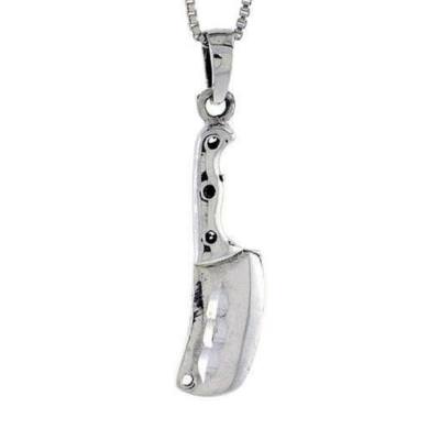 Sterling Silver Cleaver Knife Pendant / Charm, Italian Box Chain | eBay