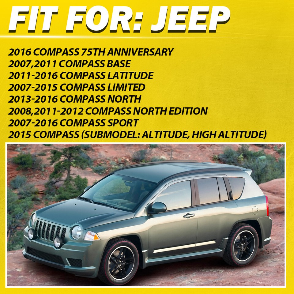 For 2007-2016 Jeep Compass Outside Rear Left + Right Black Door Handle ...