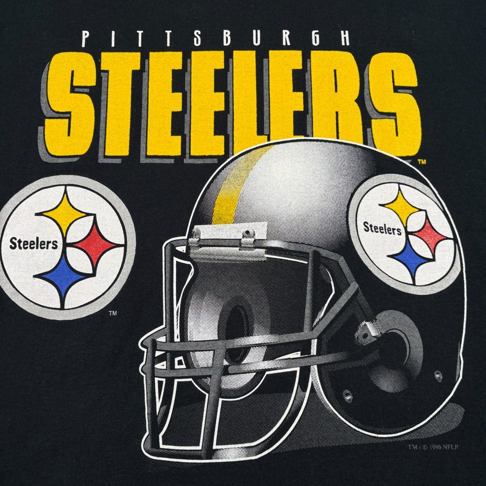 Vintage 1996 Pittsburgh Steelers T-Shirt Adult XL Black Chalk Line ...