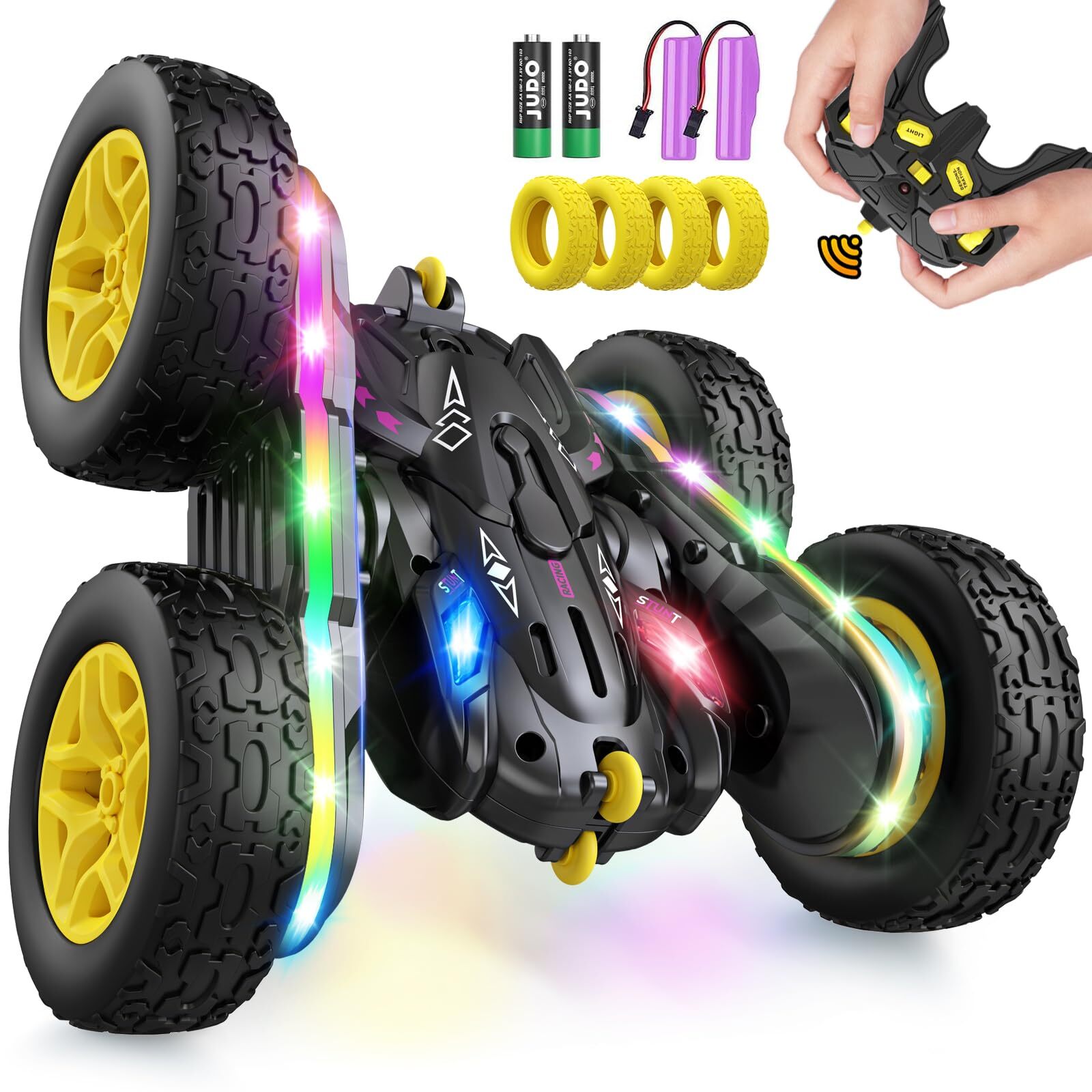 Jimdella Remote Control CarRC Cars with sides light strip and HeadlightsDoubl...