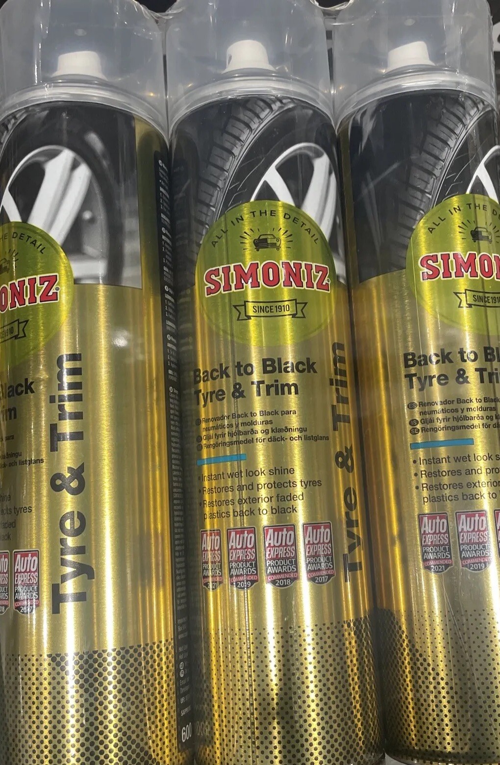 Simoniz Back to Black Tyre and Trim Shine Bumper Spray Formula Pack 3 x 600ml | eBay UK