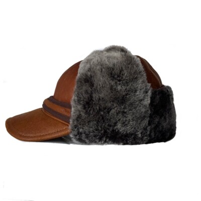 Handmade 100% Natural Sheepskin Shearling Leather Trapper Hat | Aviator ...