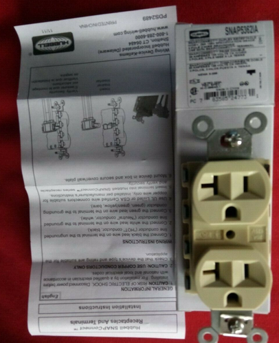 Hubbell 20A 125V Ivory Snap Connect Duplex Receptacle SNAP5362IA | eBay