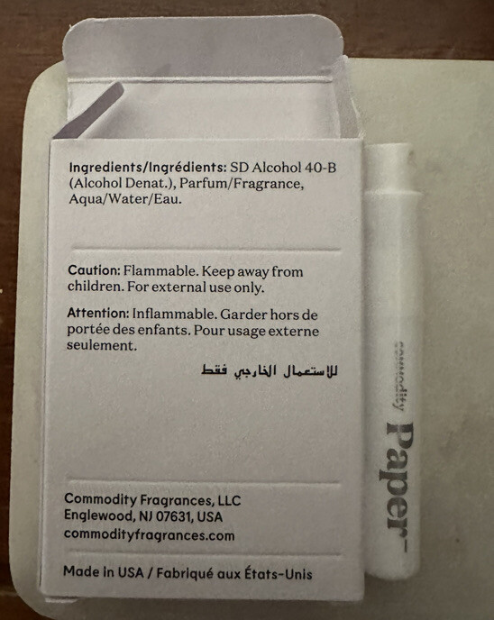 NEW Commodity Paper Scent Space Personal Parfum Fragrance | 2mL Sample Spray | eBay