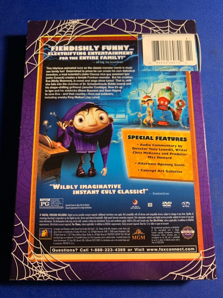 Igor (DVD) w/Slip Cover……Full/Widescreen ……….. BRAND NEW & SEALED ...