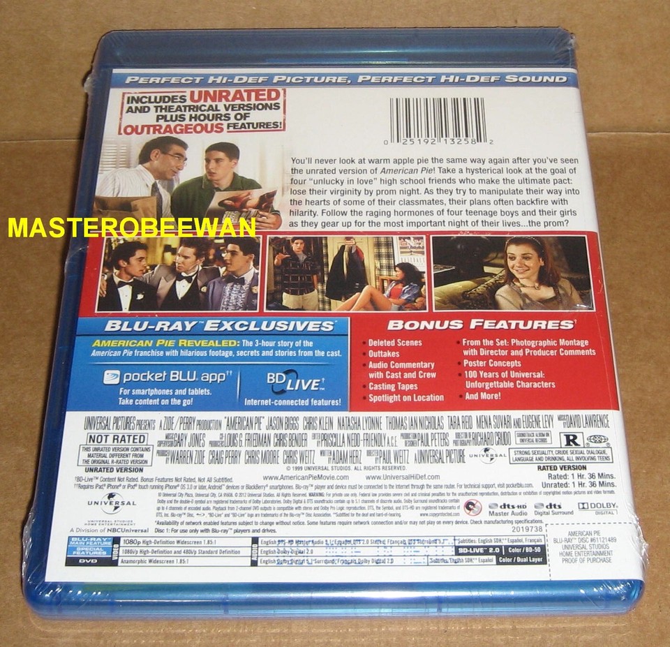 American Pie Unrated & Theatrical Versions (Blu-Ray + DVD 2012) New Sealed | eBay