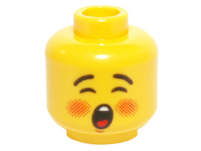 LEGO - Minifig, Head Minifig, Head Rosy Cheeks, Open Mouth, Black ...