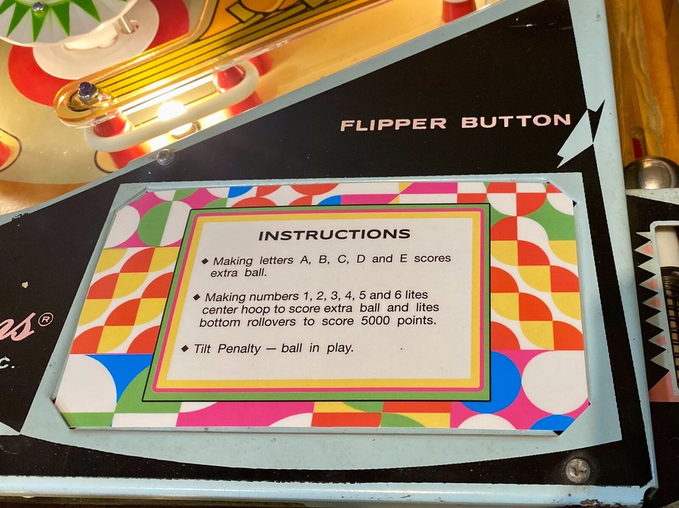 Spanish Eyes Pinball Custom Apron Cards Set Instruction Rules ...
