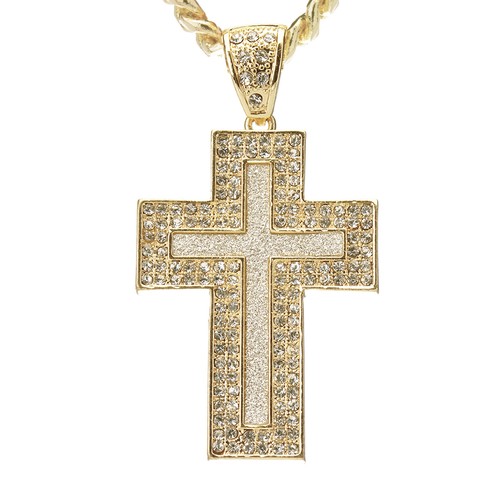 Men's Hip Hop Cross Pendant 24" Cuban Chain Necklace CPB 5054 | eBay