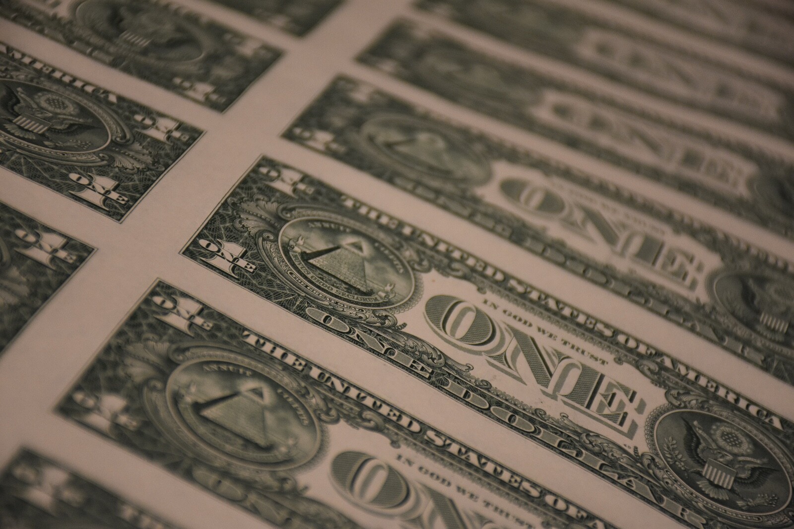 $1 UNCUT SHEET ONE DOLLAR BILLS $1x20 2017 UNITED STATES CURRENCY MONEY ...