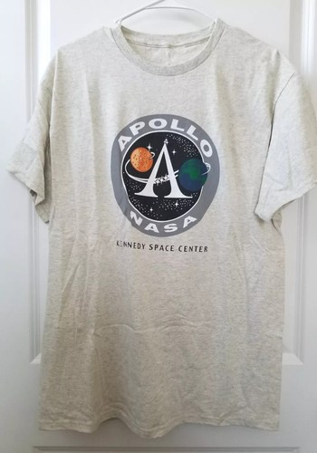 NASA Apollo Kennedy Space Center Gray Short Sleeve T-Shirt Mens L | eBay