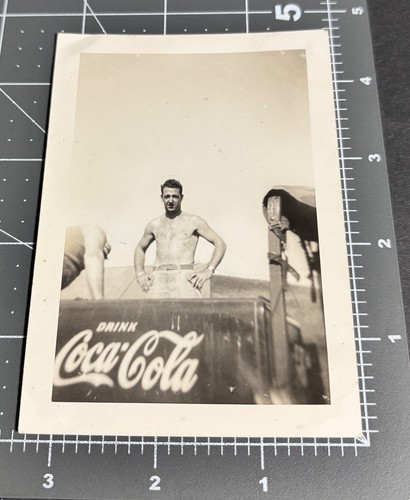 1940s WWII Shirtless Beefcake Army Muscle Man Coca Cola Vtg Gay Int ...