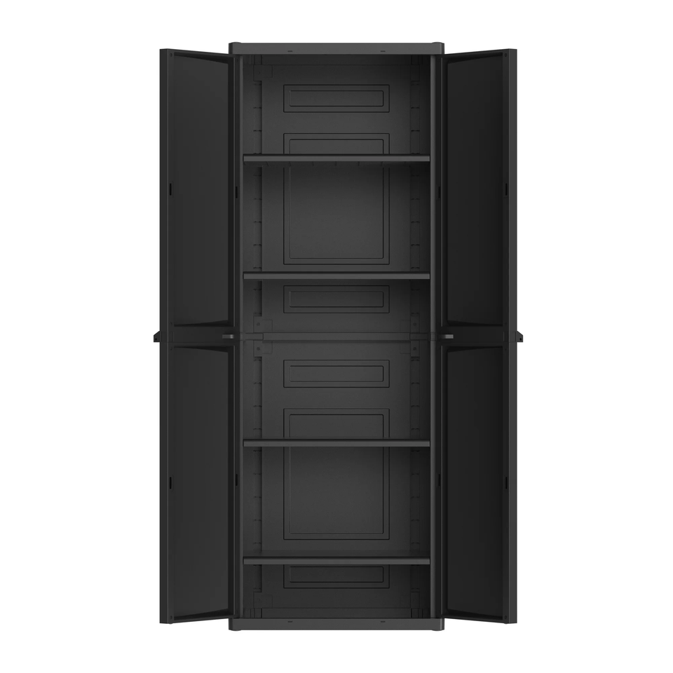 Hyper Tough HT-2025-4SC-BLK Plastic 4-Shelf Garage Storage Utility ...