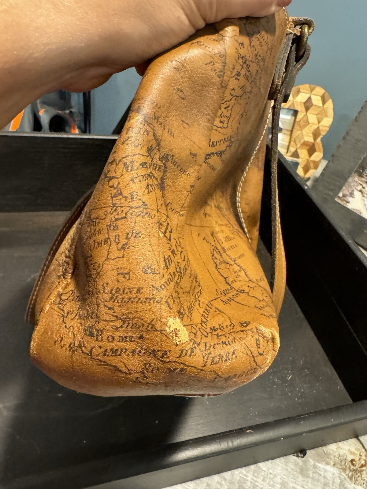 Patricia Nash Signature Map Print Poppy Tote Bag Italian Leather Brown ...