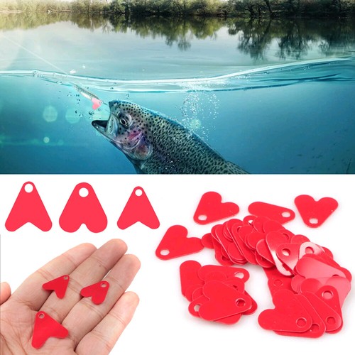 Fishing lure Plastic Red Heart Shape Sequin Spinners Trout Spoon Hooks ...