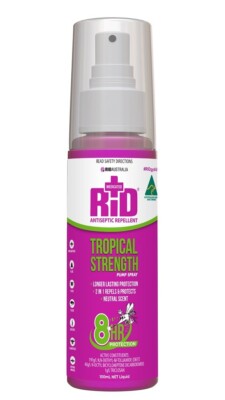 RID 'TROPICAL STRENGTH' INSECT REPELLENT + ANTISEPTIC PUMP SPRAY 100ml ...