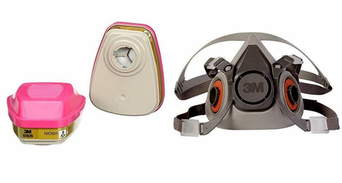 3M 6300/07026 LARGE Half Facepiece Mask Respirator & Filter Pair 60926 ...