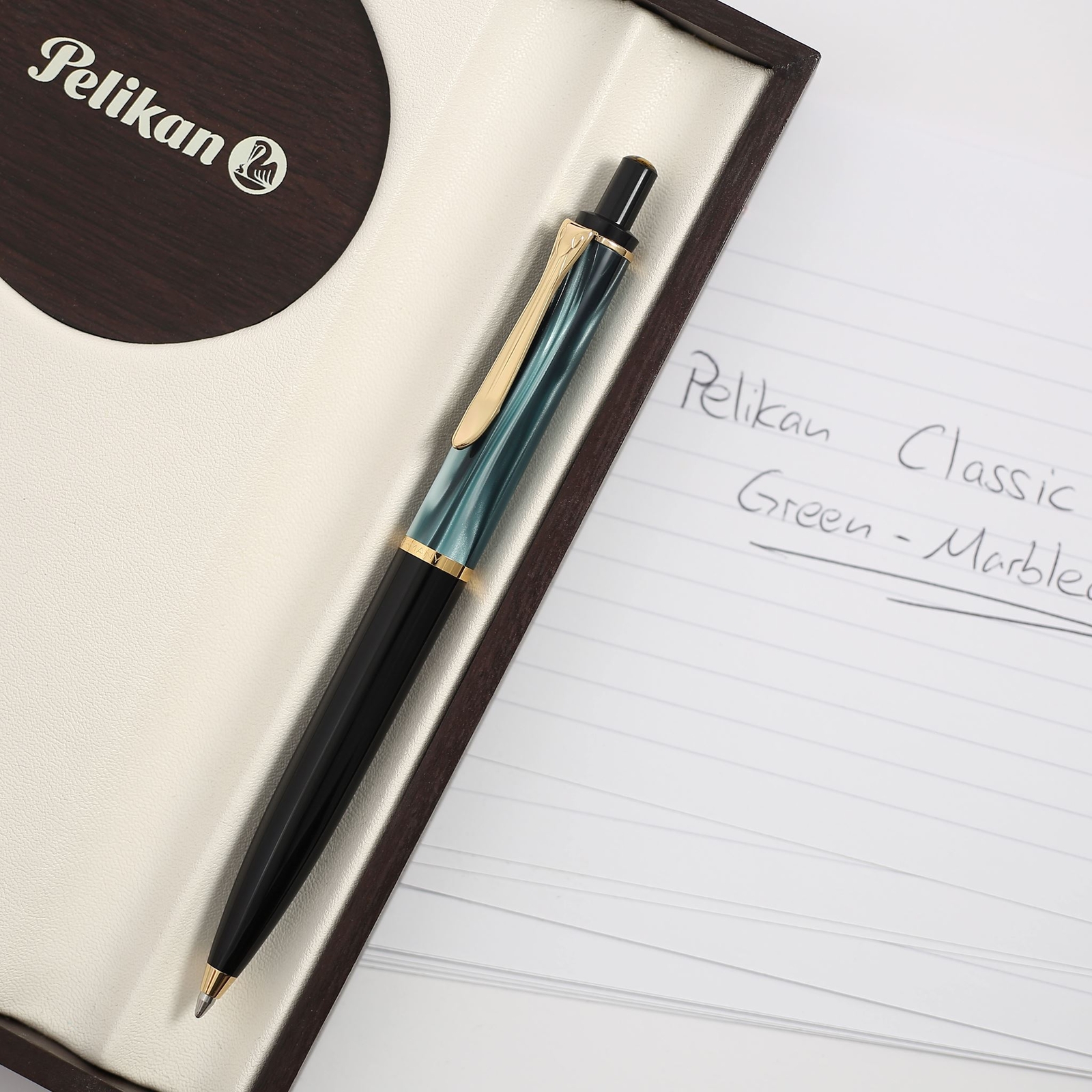 Pelikan Classic K200 Push Ballpoint Pen Green Marbled | eBay