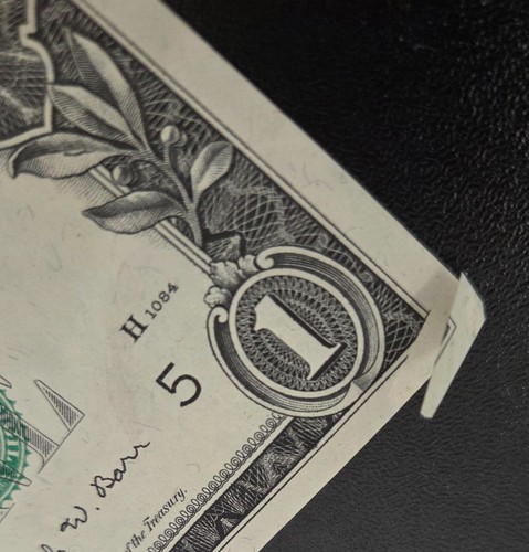 1963 $1 Joseph Barr Error Note Fold Over Error on Corner Nice AU ...